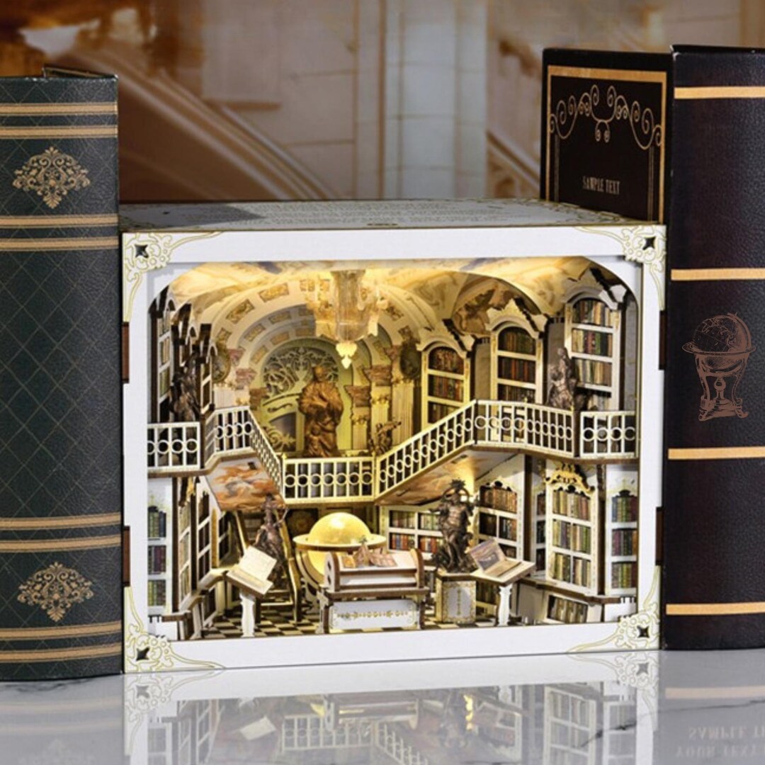 Divine Realm Library Book Nook | 3D Wooden Puzzle Bookshelf Insert ...