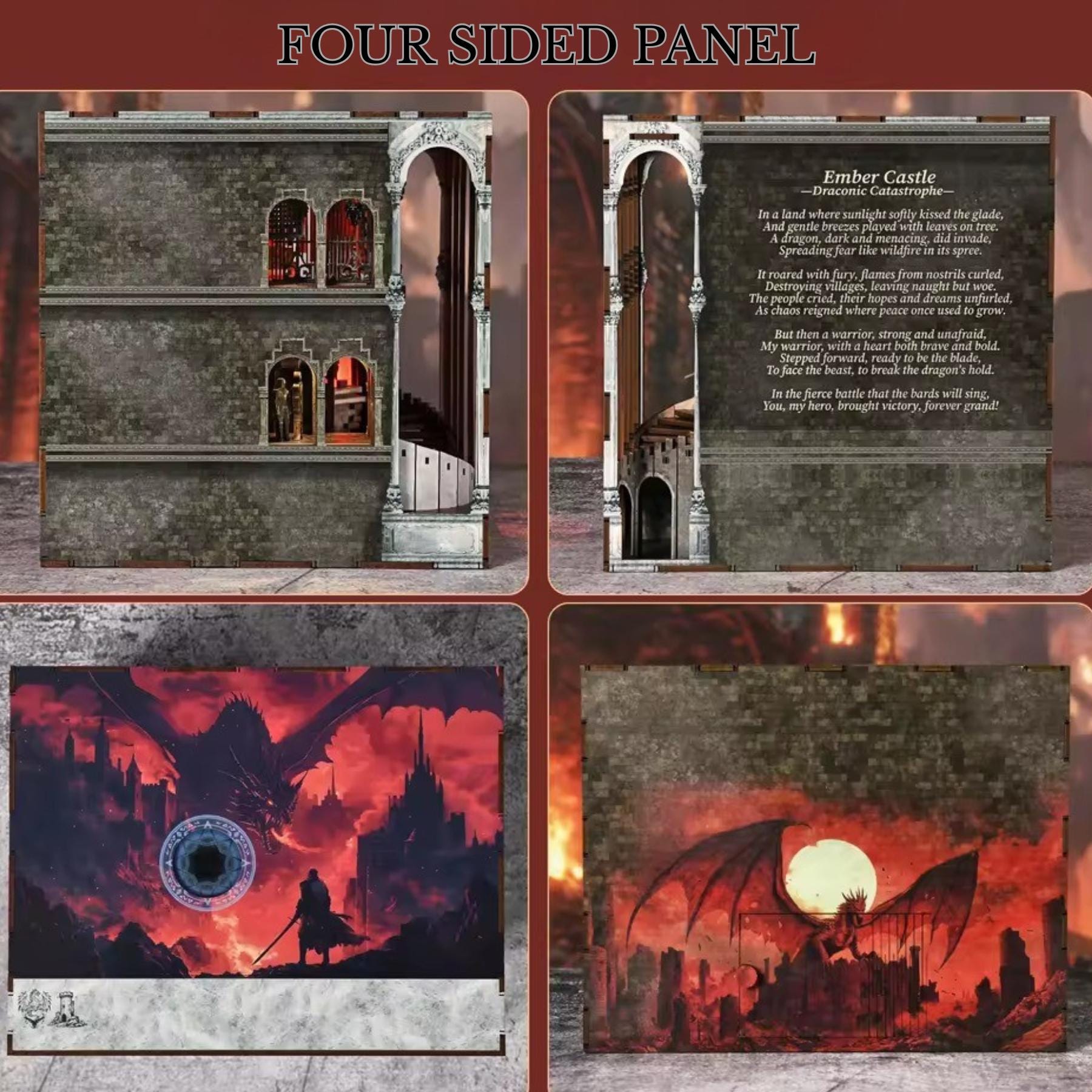 Ember Dragon Battle Castle Book Nook Kit| Fantasy Dragon Bookshelf ...