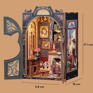 Cat Book Nook: 3D DIY Wooden Puzzle Miniature Bookshelf Insert - Etsy