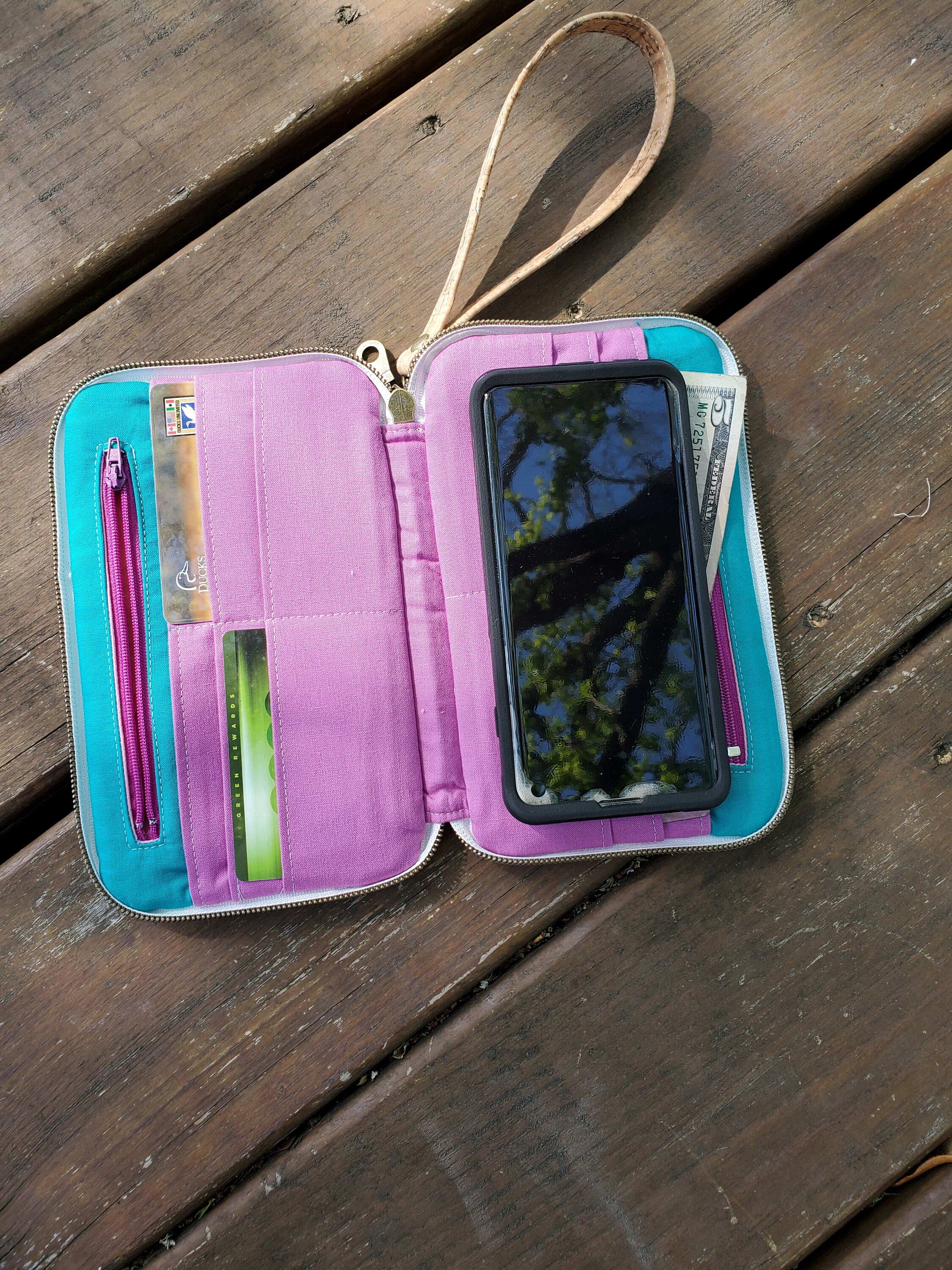 Tula Pink Rainbow Birds Print Day Trip Wallet With Wrist Strap - Etsy