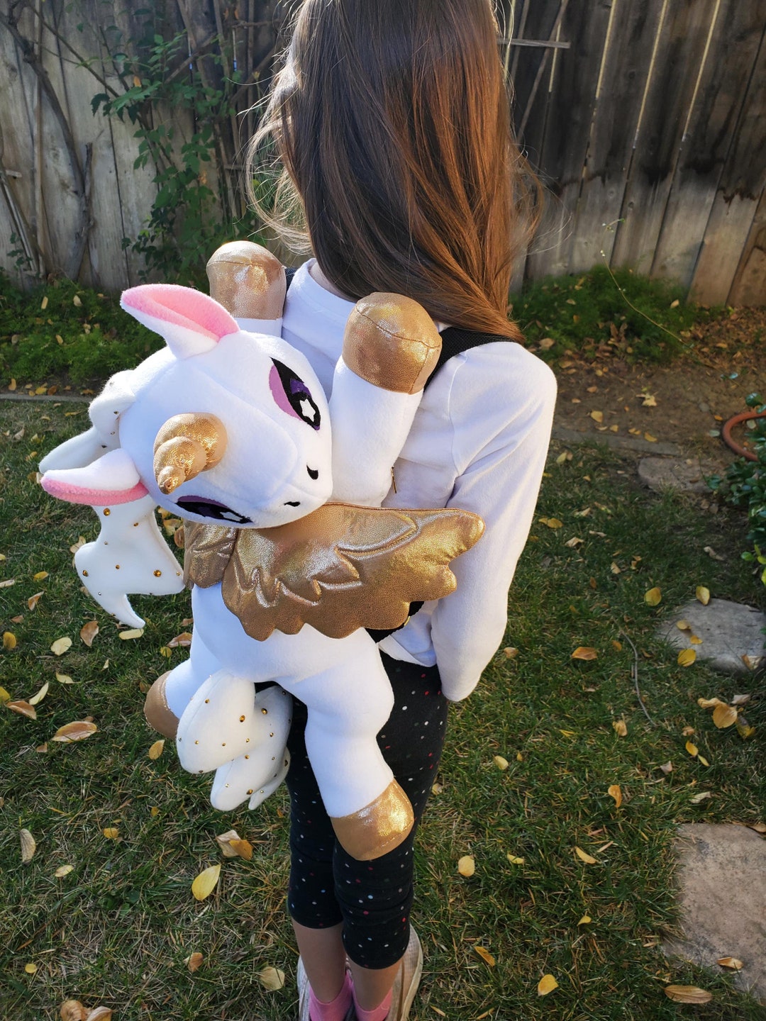 Unicorn Stuffie Backpack for Kids and Tweens | Gold and White - Etsy