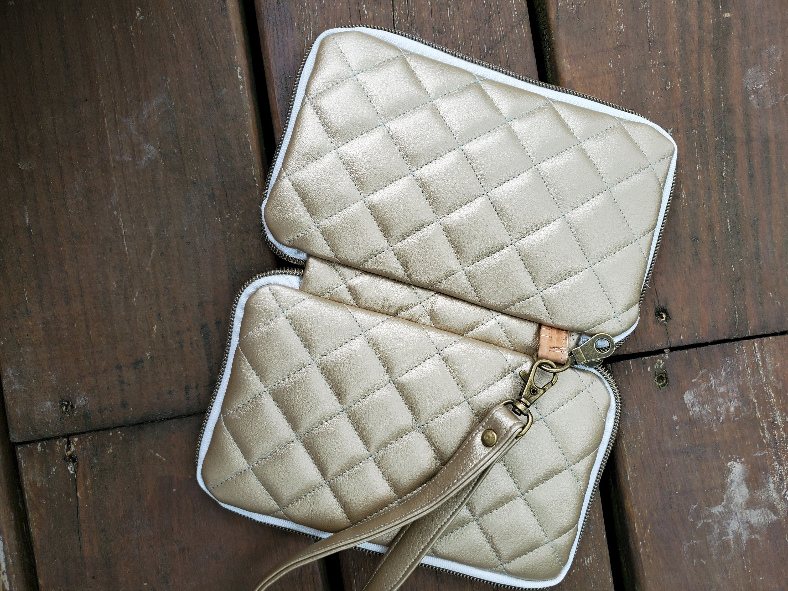 Gold Metallic Quilted Day Trip Wallet With Wrist Strap - Etsy