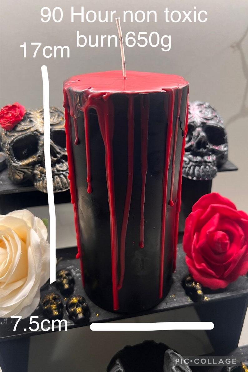 Gothic Pillar Candle Gothic Candles Drippy Candle Halloween Halloween ...