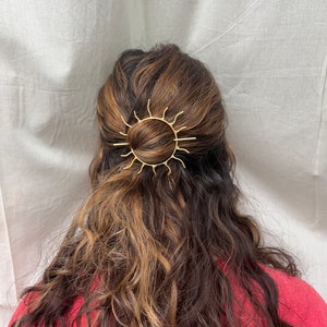 Sunburst Hair Pin Handmade Solid Brass Hair Slide Bun Pin Bridal Hair ...