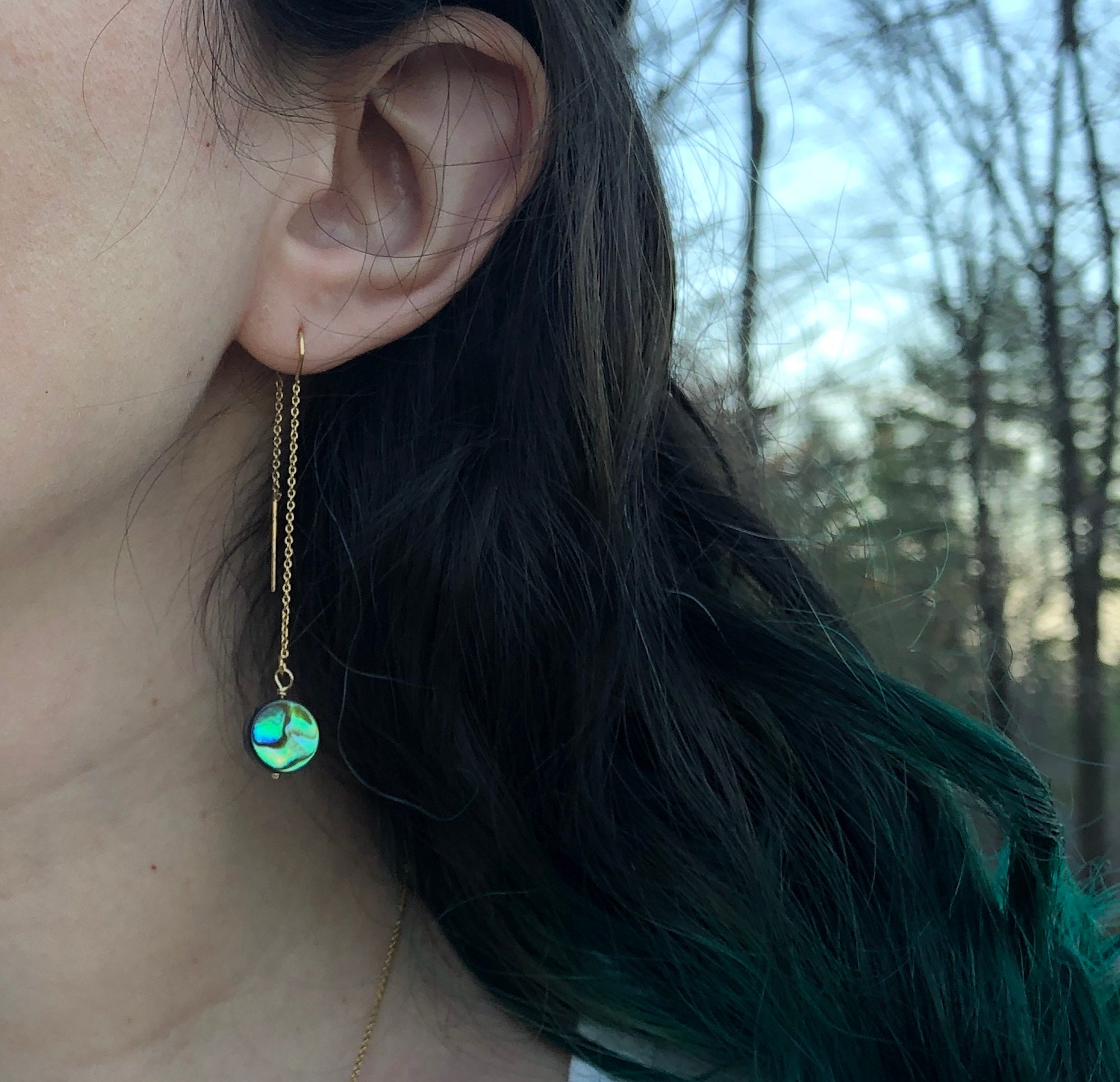 Abalone Ear Threads in 14k Gold Filled | Etsy