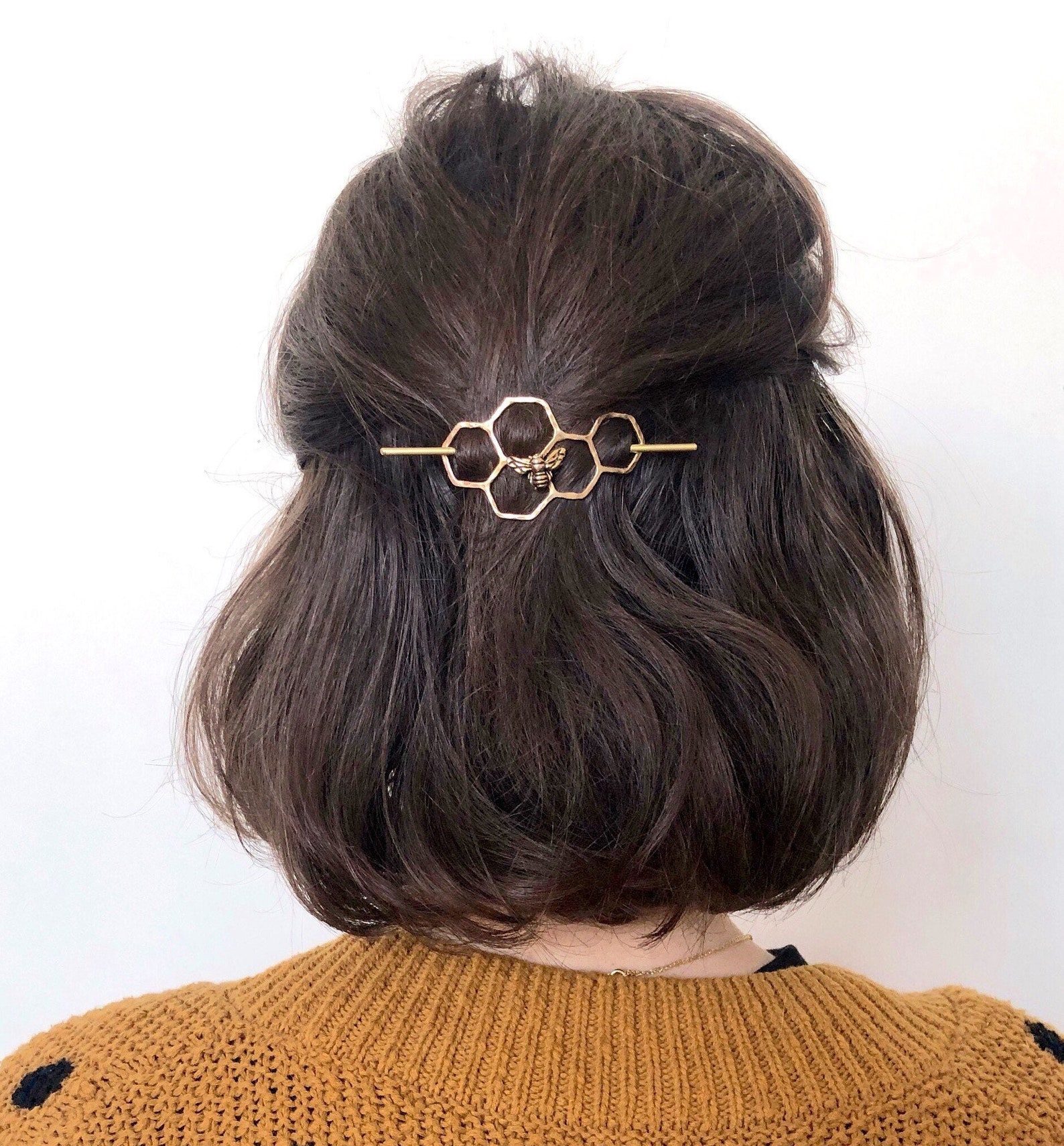 Hair Clip Bun Pin Mini Honeycomb Brass Handmade Hair Bun Slide - Etsy
