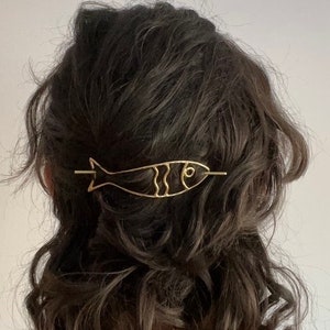 Handmade Sardine Hair Slide Hair Pin Brass Fish Hair Clip Tinned Fish ...