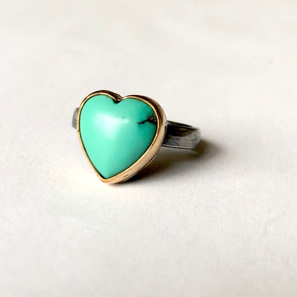 Turquoise Heart Ring - Etsy