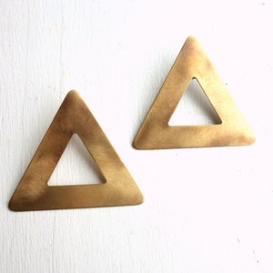 Large Open Brass Triangle Studs - Etsy