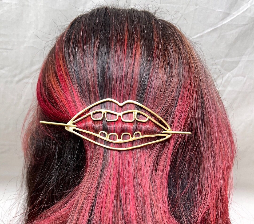 Handmade Brass Toothy Grin Hair Pin: Abstract Surreal Hair Clip - Etsy