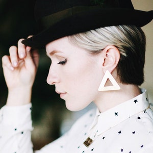 Large Open Brass Triangle Studs - Etsy