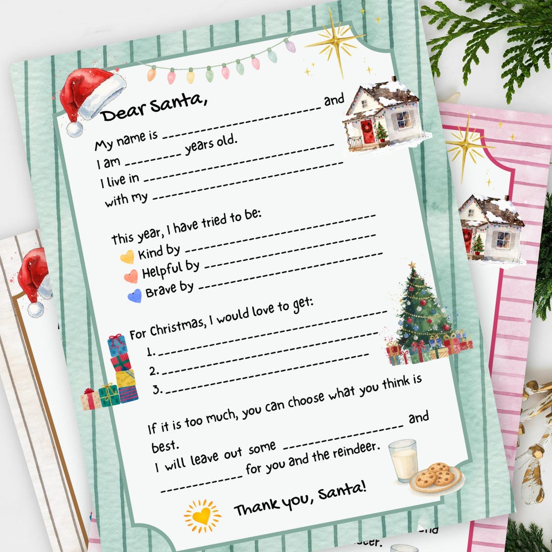 Kids Christmas Wish List | Printable Letter to Santa (digital Download ...