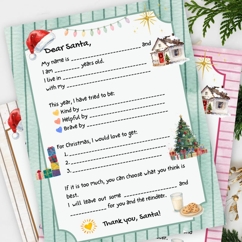 Kids Christmas Wish List | Printable Letter to Santa (digital Download ...