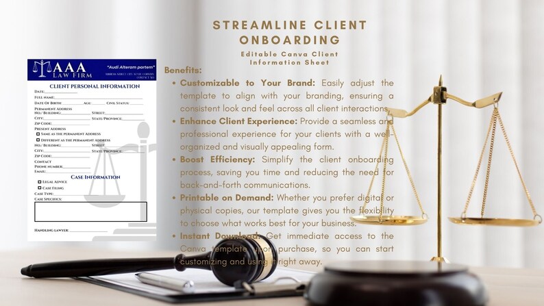 CLIENT PERSONAL INFORMATION Sheet Customizable for Law Office Blue ...