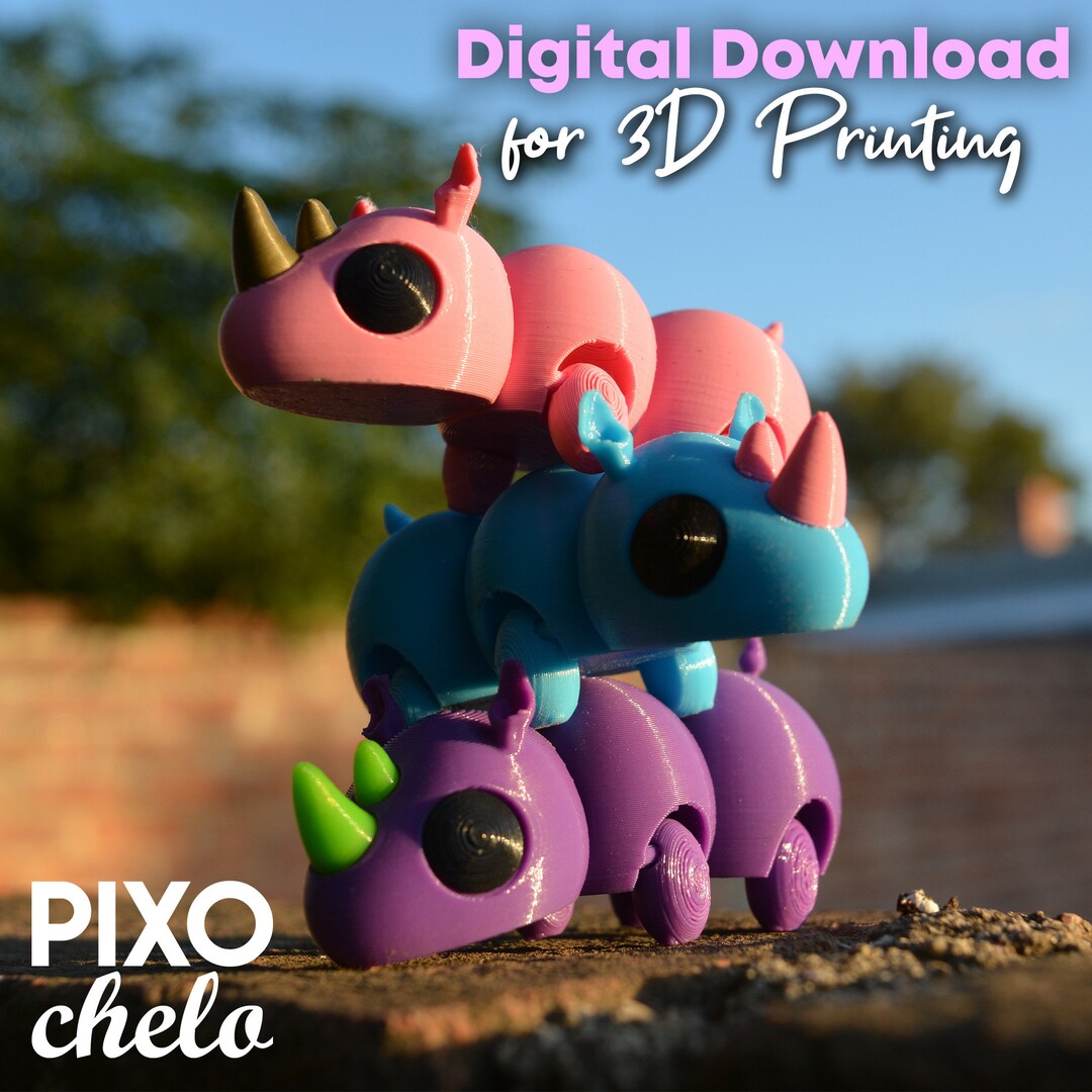 Super Sweet Mini Rhino .STL File for 3d Printing, Articulated Figure ...