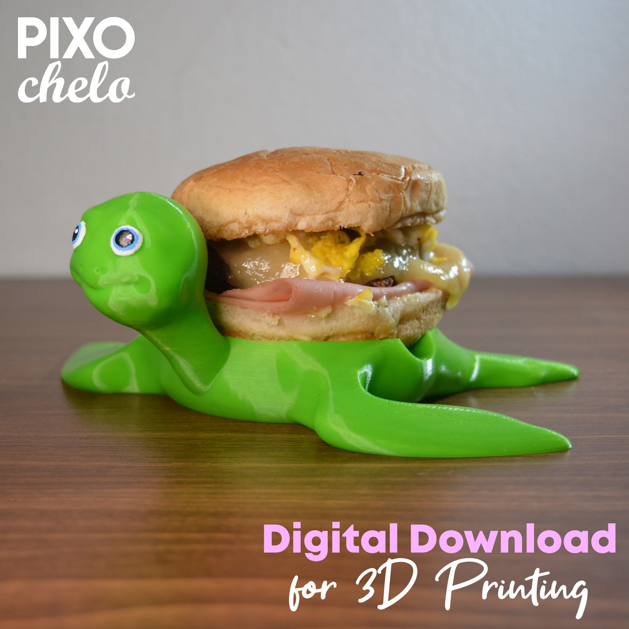 Burger Carrying Turtle .STL File for 3dprinting, Print-in-place, Cute ...