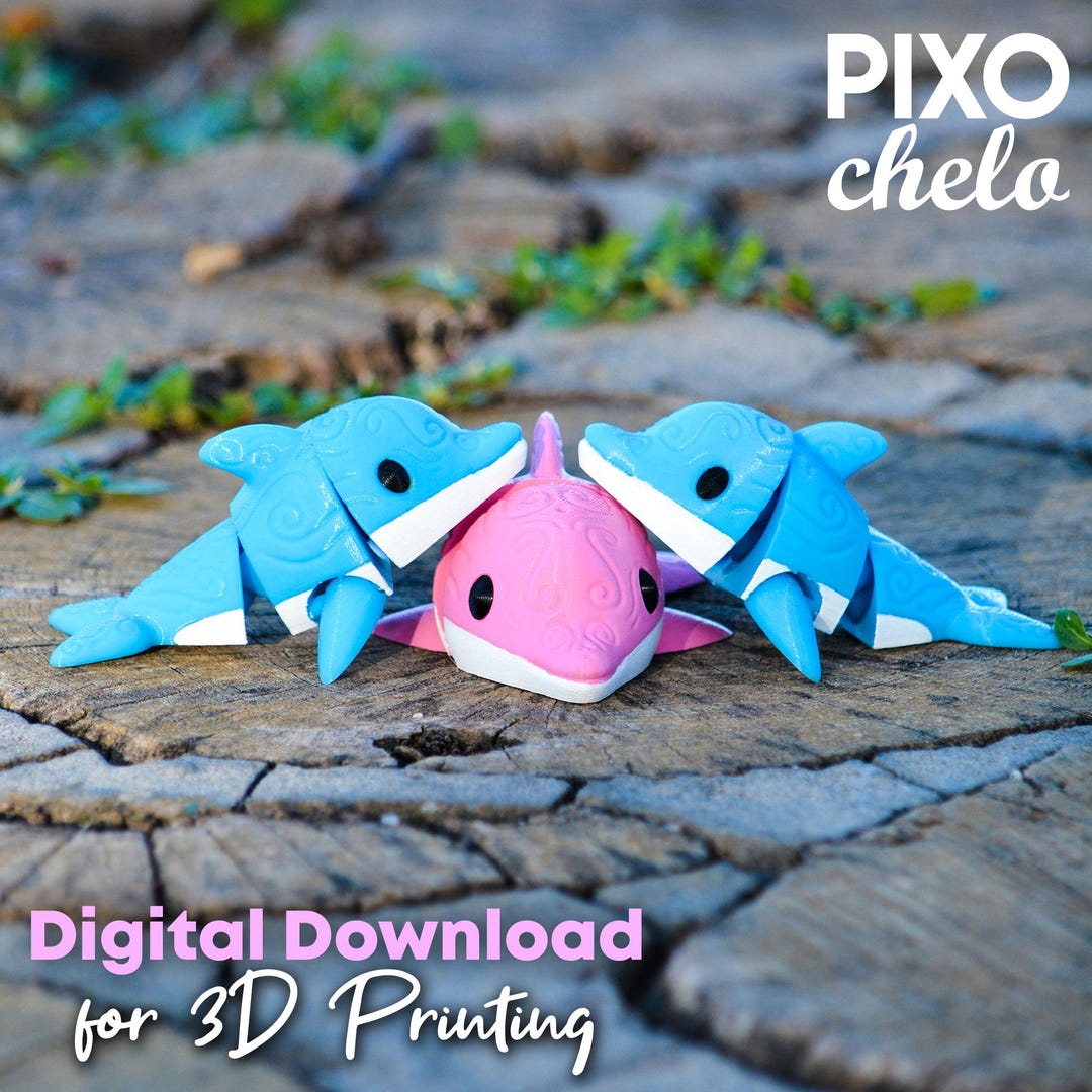 3D Printing STL File, Articulated Flexi Dolphin Fidget Toy (digital ...