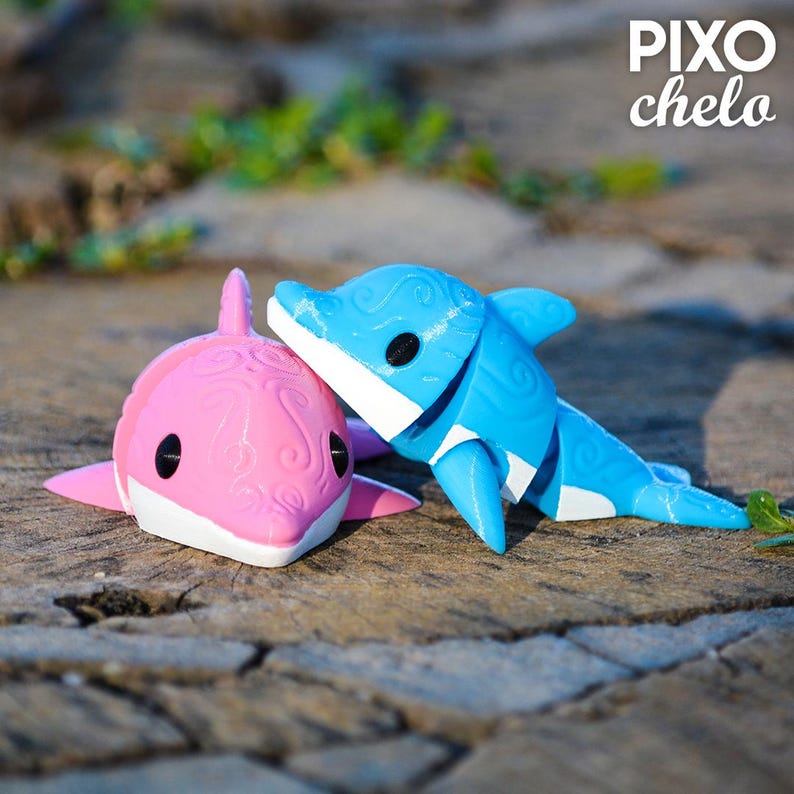 3D Printing STL File, Articulated Flexi Dolphin Fidget Toy (digital ...