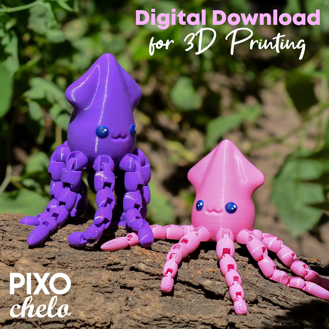 Super Sweet Squid Cute Flexi + Key Ring .STL File for 3dprinting ...