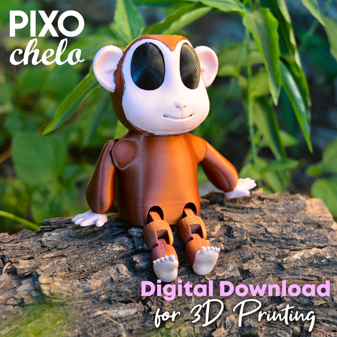 Bongo the Funny Flexi Seated Monkey .STL File for 3dprinting ...