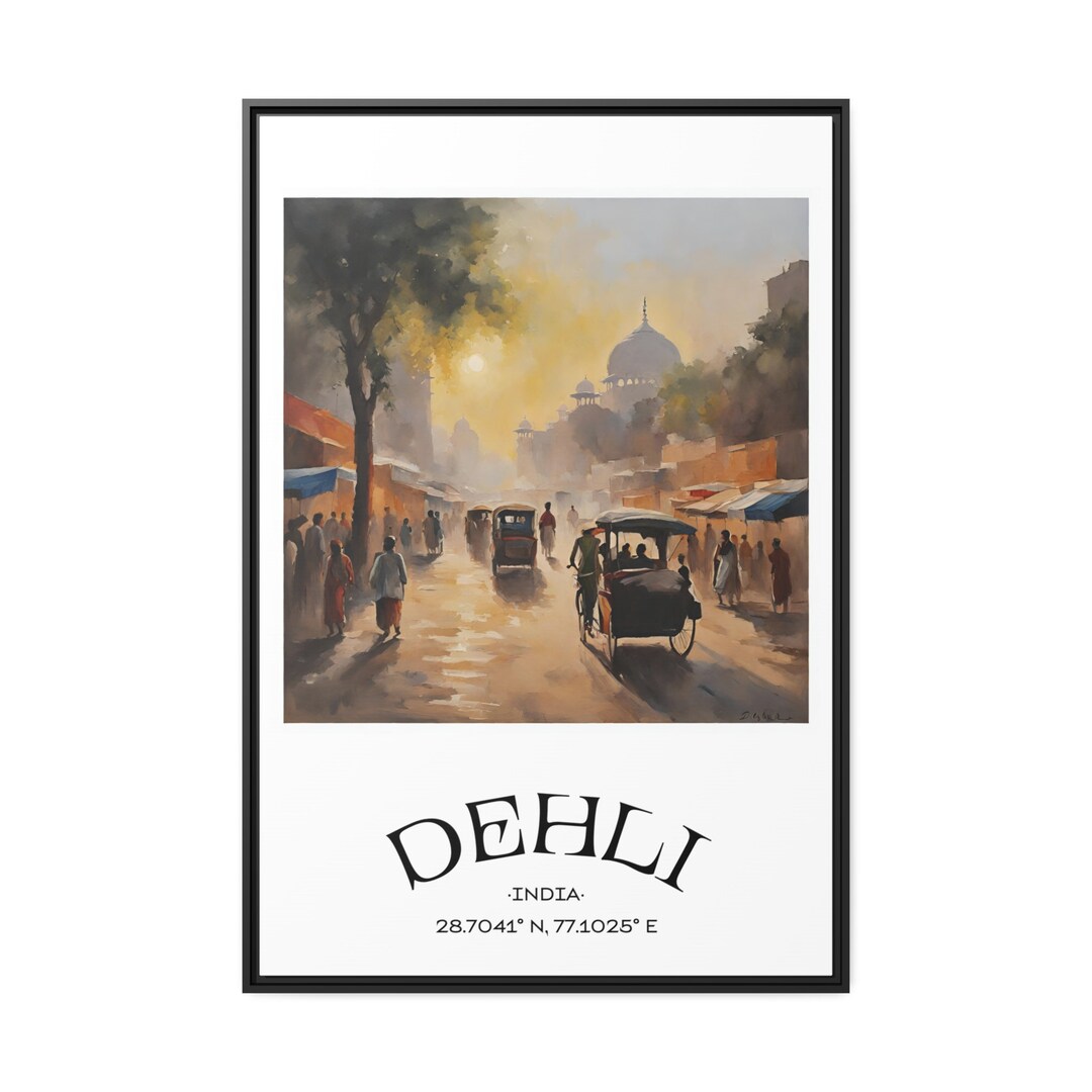 Delhi Retro Art Print, New Delhi Wall Art, Wall Hanging India Home ...