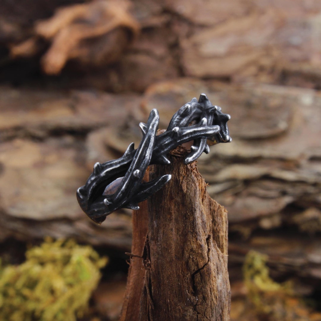 Gothic Branch Thorn Ring, Celtic Stainless Steel Goth Jewelry, Handmade ...