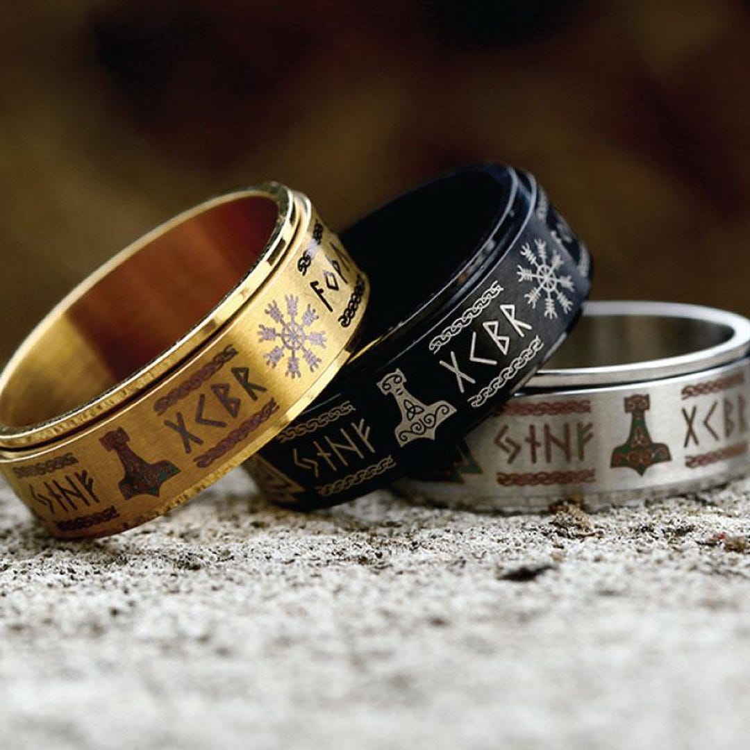 Freya Hieroglyphics Viking Ring, Celtic Stainless Steel Jewelry, Gothic ...