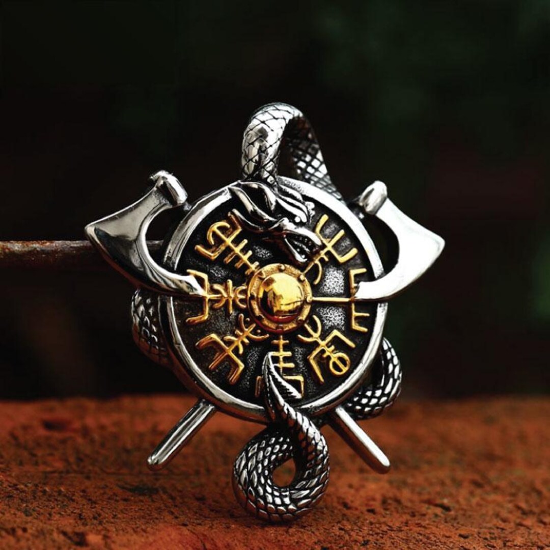 Goth Gold Viking Necklace, Gothic Stainless Steel Jewelry, Norse Freya ...