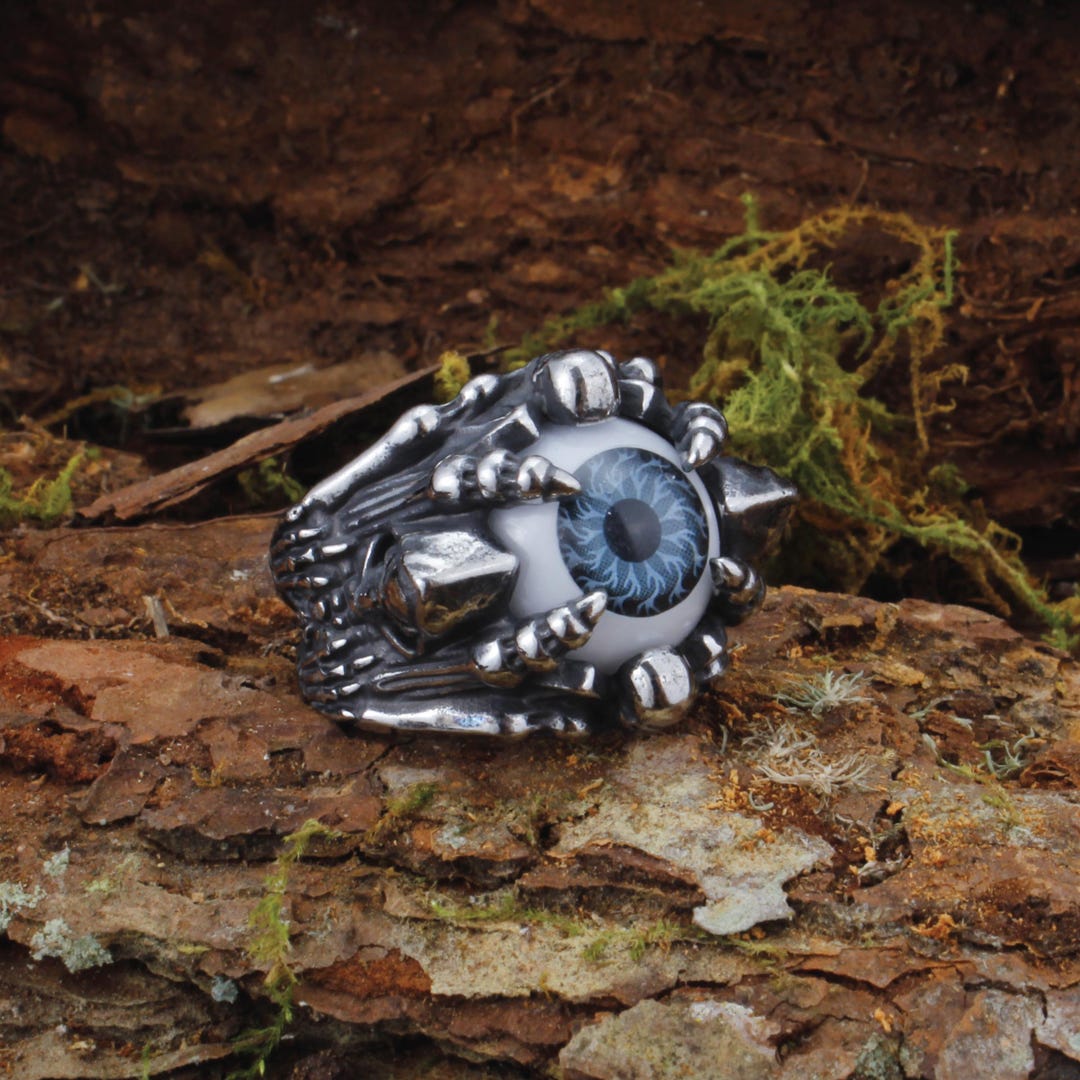 Evil Spirit Skull Eye Silver Ring Grey, Stainless Steel Ring, Gothic ...