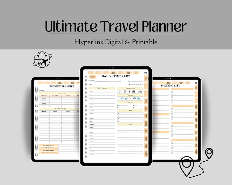 Digital Travel Planner, Travel Planner Printable, Trip Planner ...