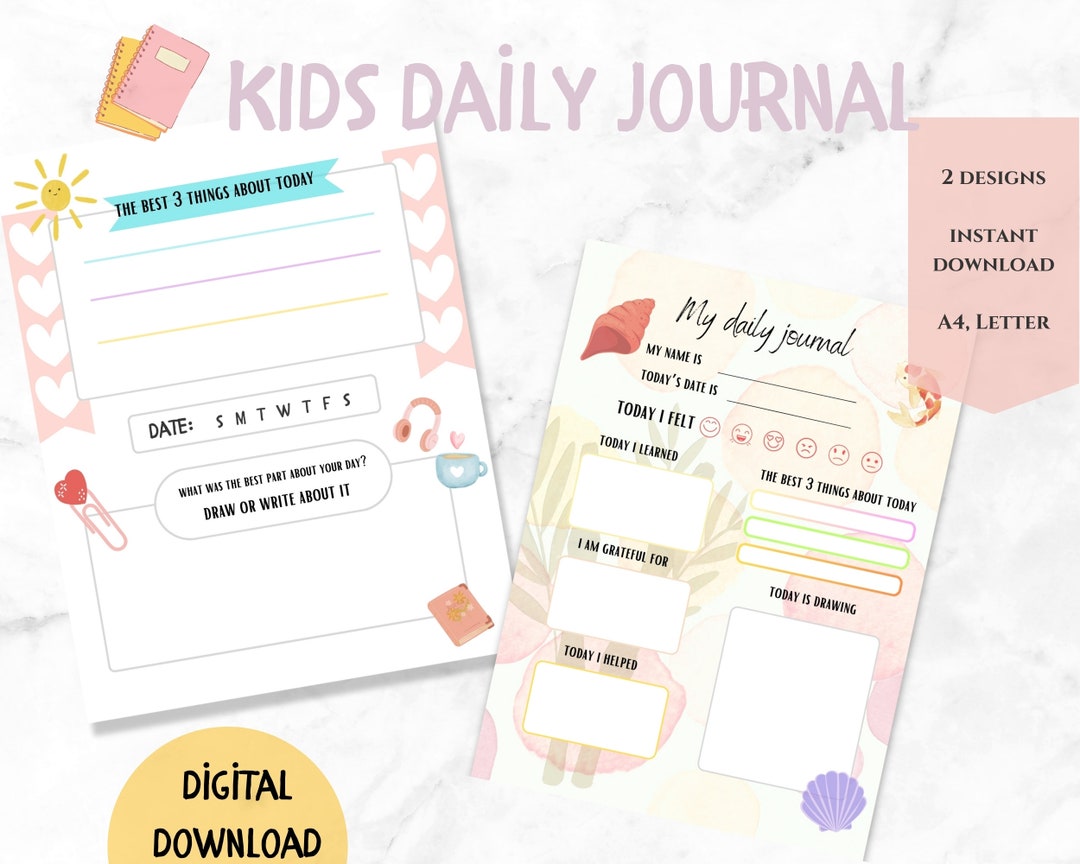 Kids Daily Journal Printable, Journal for Kids, Diary for Children, PDF ...