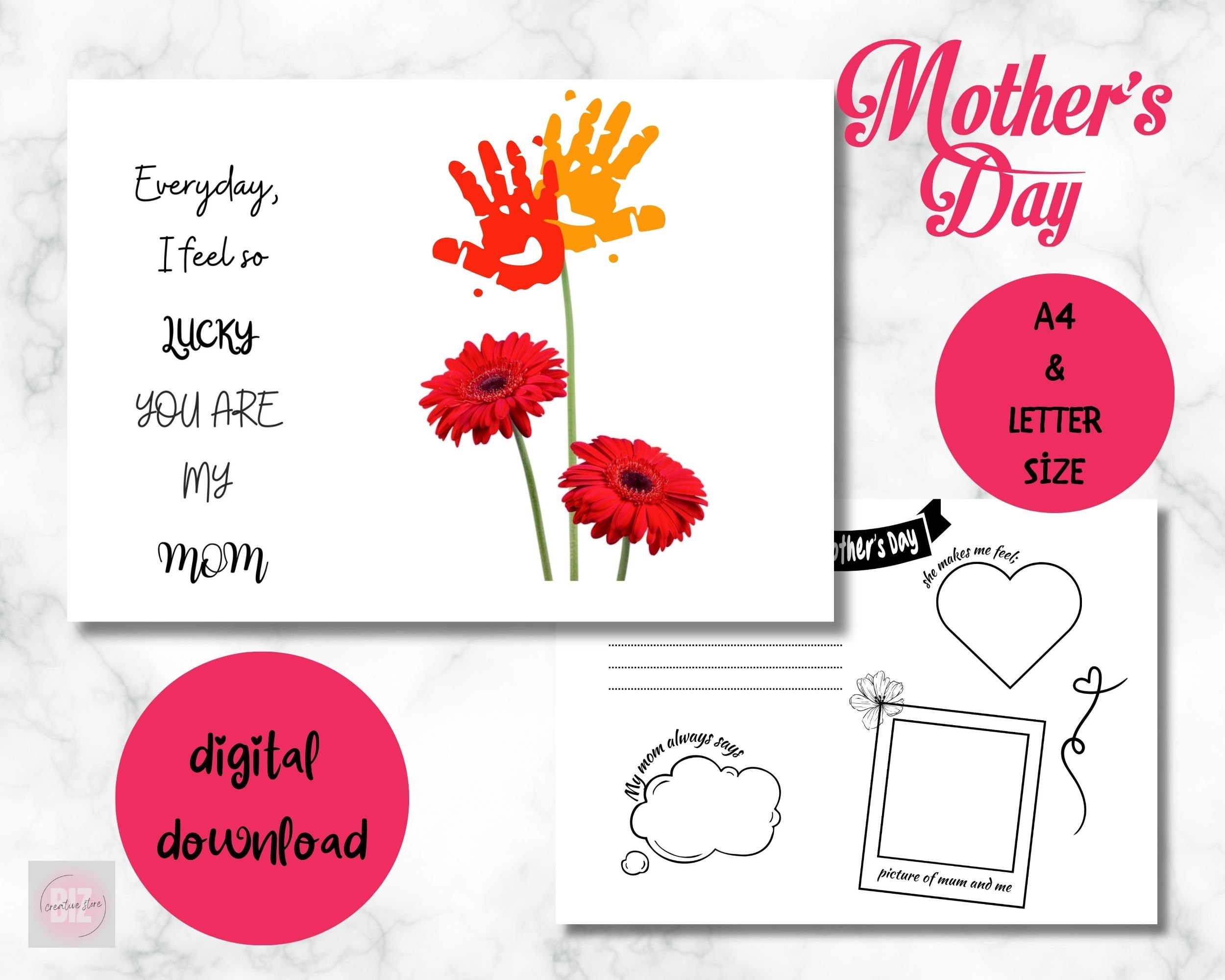 Mother's Day Printable, Mother's Day Handprint Art Mothers Day Gift ...