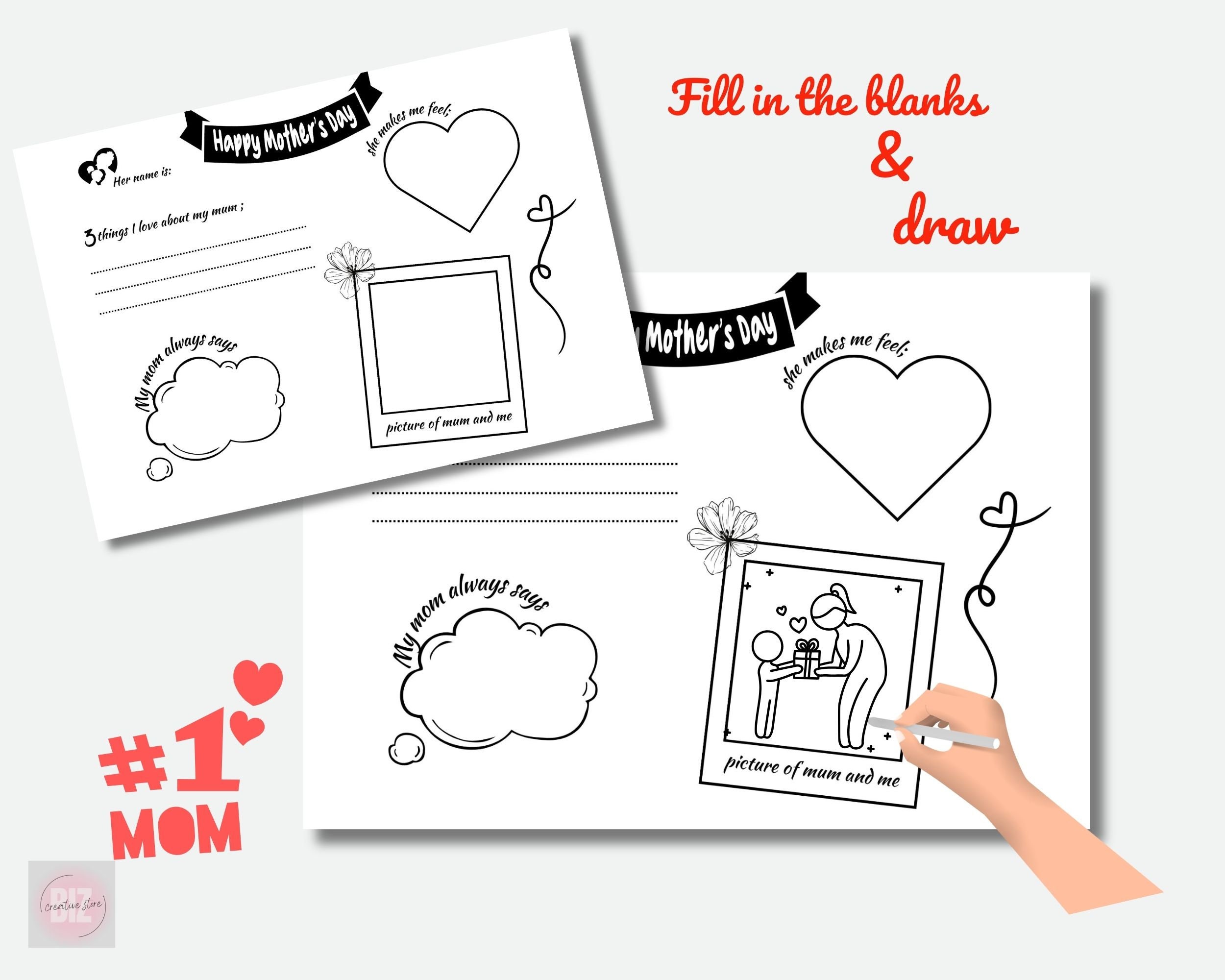 Mother's Day Printable, Mother's Day Handprint Art Mothers Day Gift ...