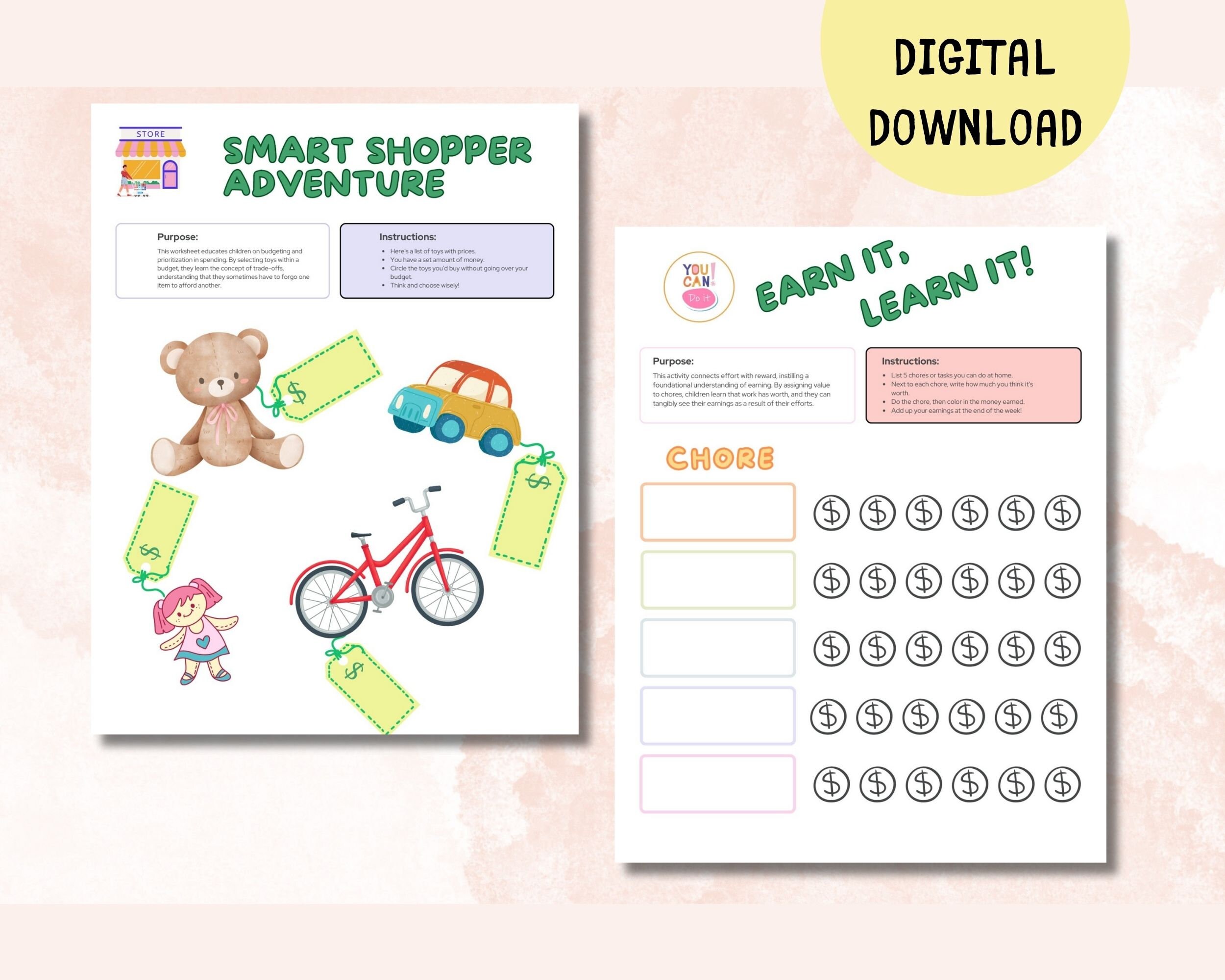 Savings Tracker for Kids,children Fun Budgeting, Savings Tracker Bundle ...