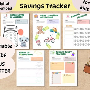 Savings Tracker for Kids,children Fun Budgeting, Savings Tracker Bundle ...