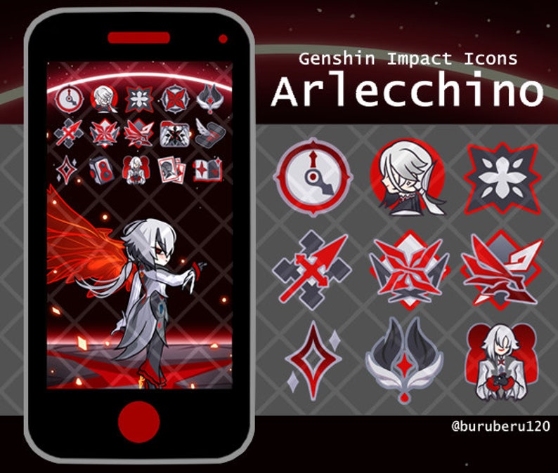 Arlecchino App Icons Pack iPhone iPad Genshin Impact Widgets Icon Pack ...