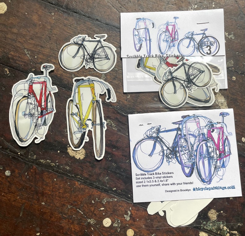 Bicycle Sticker Set – Colorful Abstract Scribble Track Bike Vinyl ...