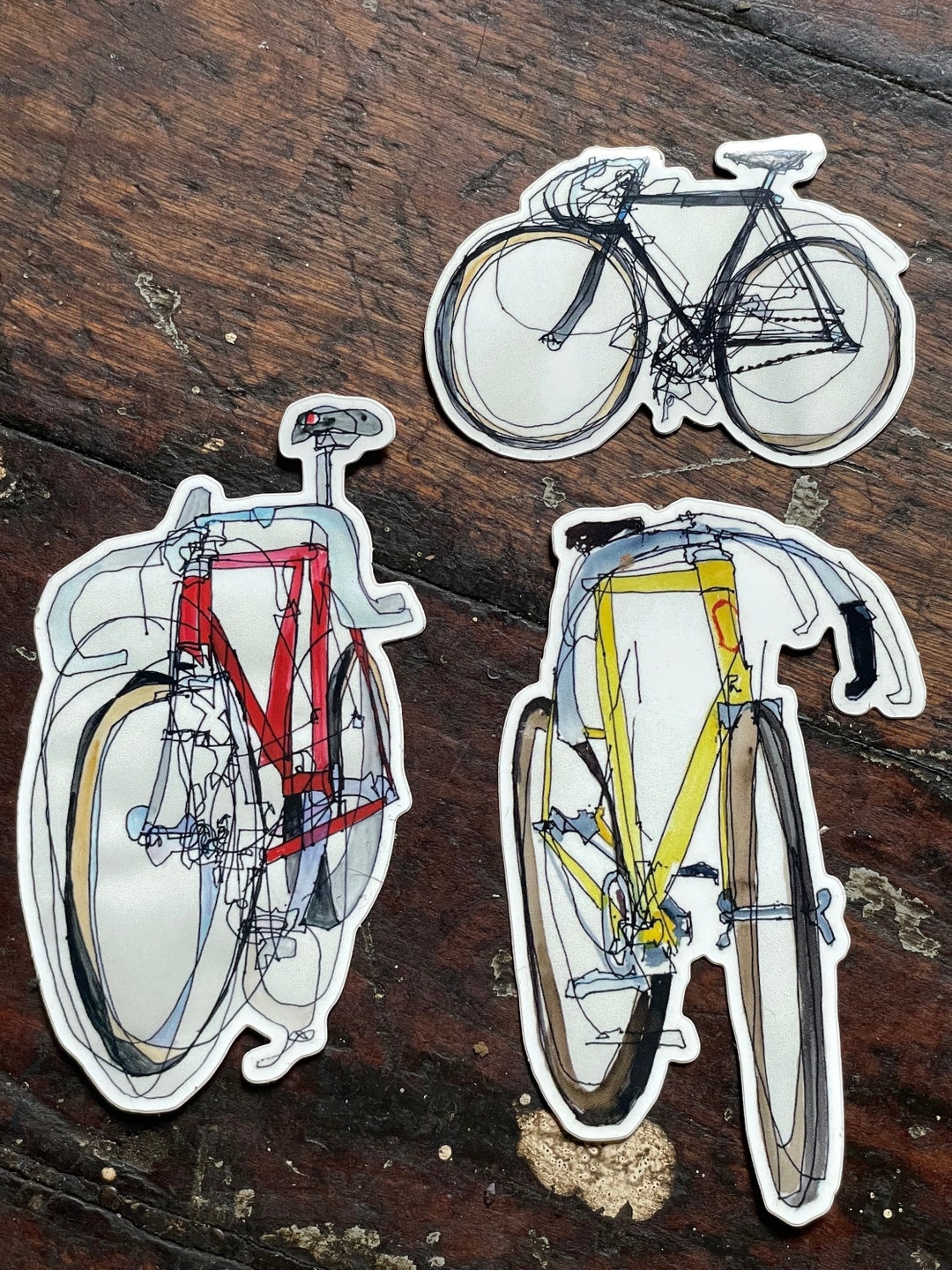 Sleek Track Bike Scribble Set of Cool Stickers for Cyclists - Etsy