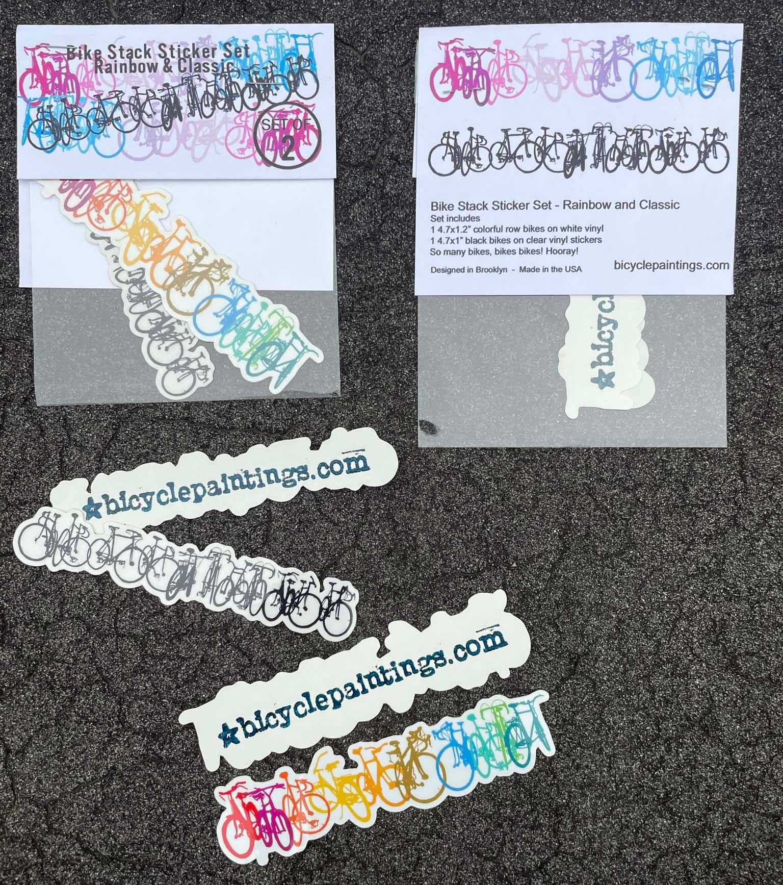 Stylish Bike Stack Stickers Rainbow and Classic Bicycle Silhouettes - Etsy