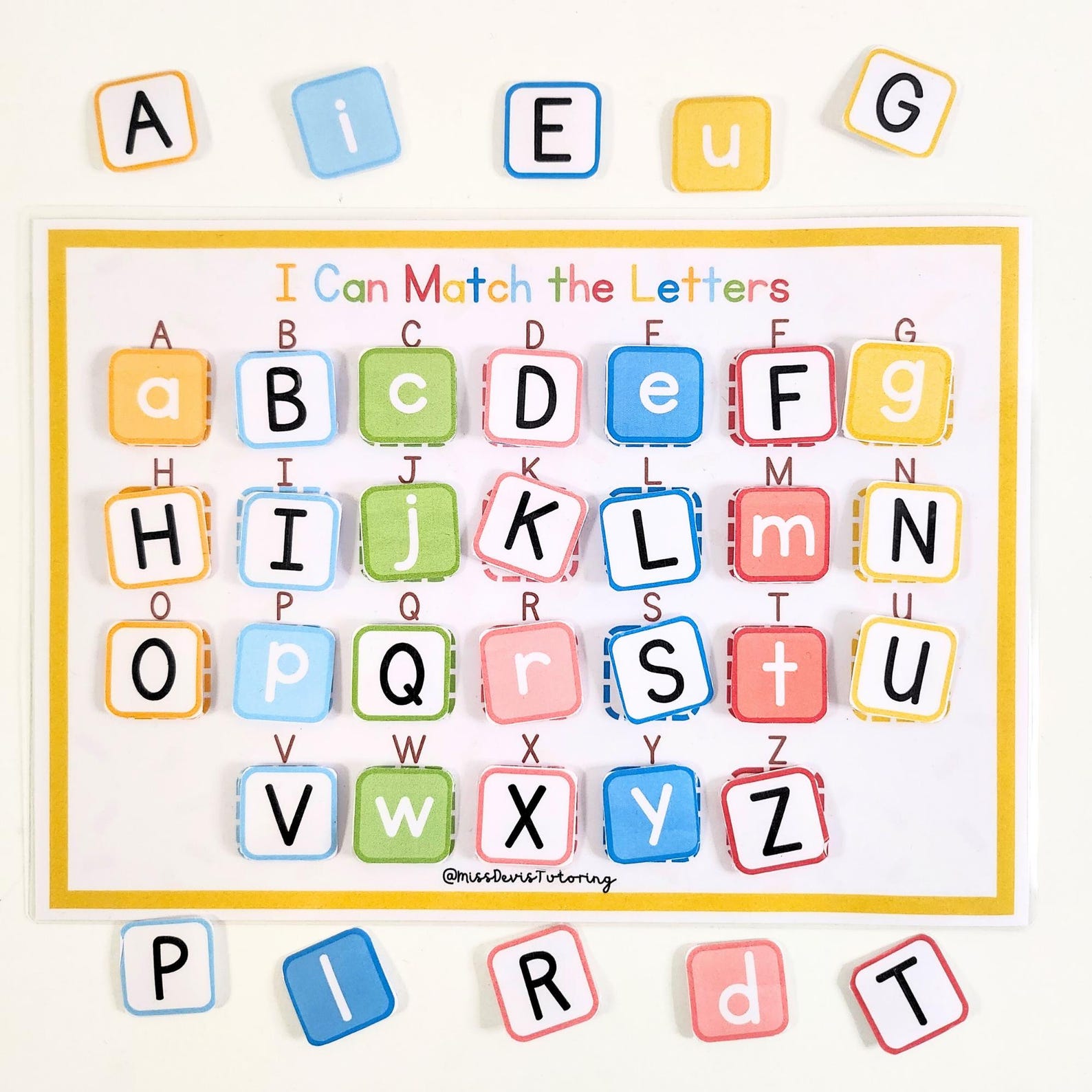 ABC Alphabet Matching Game, Montessori Letter Match, Lettering Practice ...