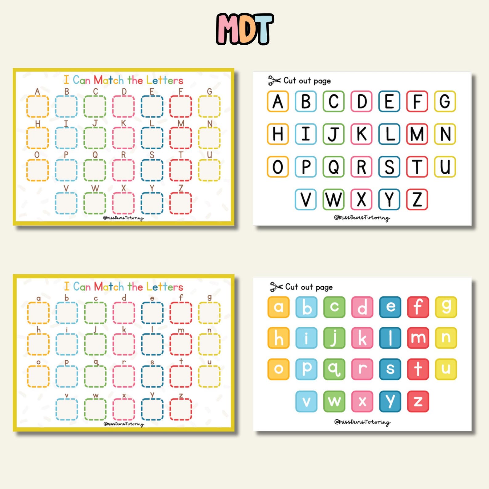 ABC Alphabet Matching Game, Montessori Letter Match, Lettering Practice ...