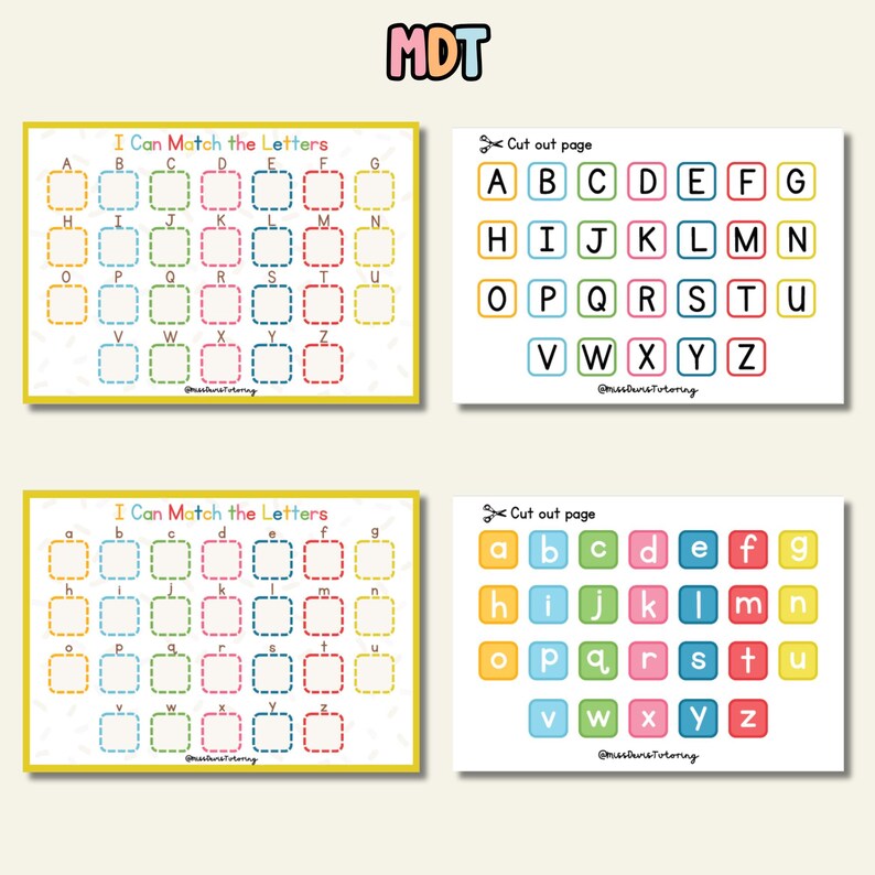 ABC Alphabet Matching Game, Montessori Letter Match, Lettering Practice ...