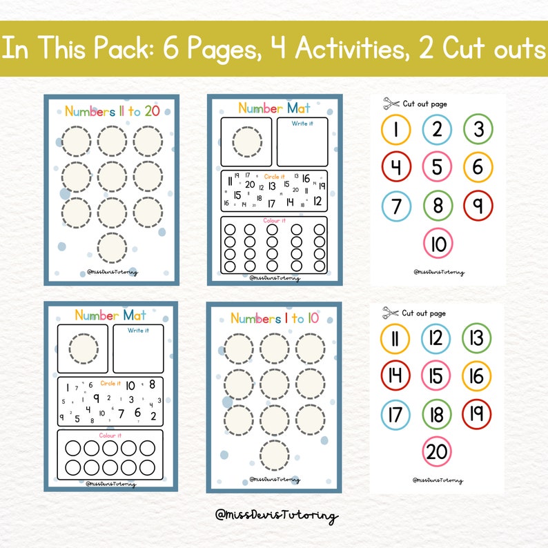 Number Mat Match Activity 1 to 20 Montessori Counting Practice ...