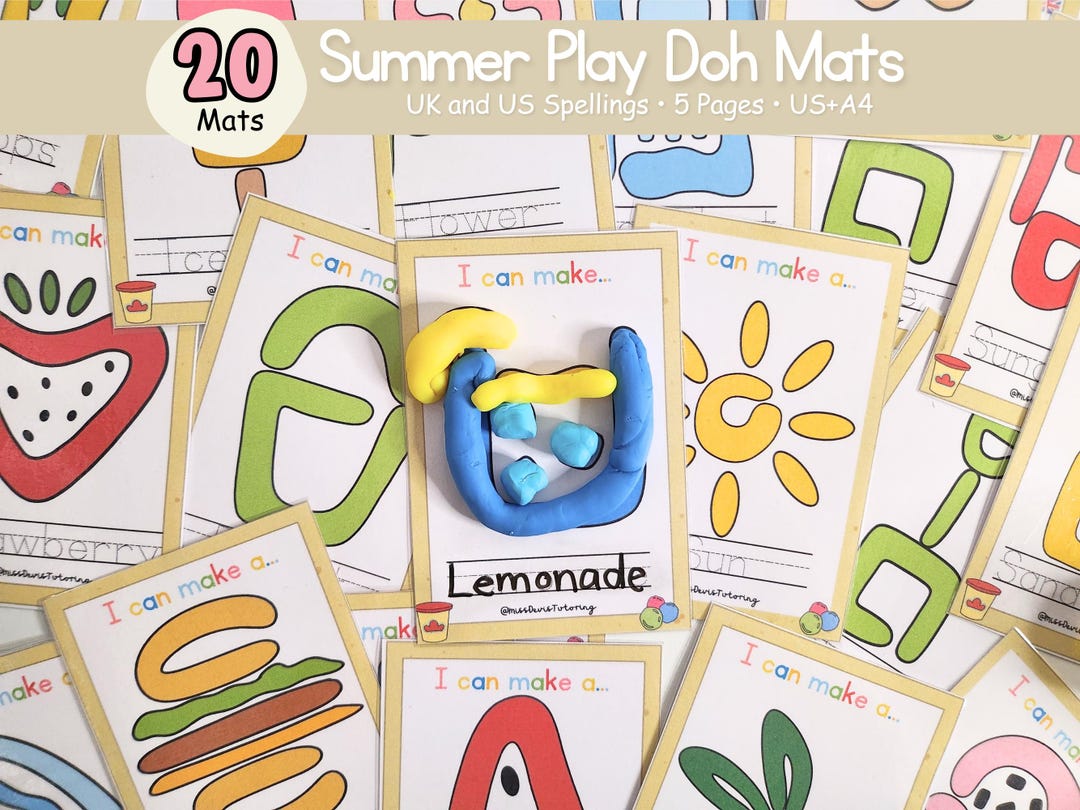 Montessori Summer Playdough Mats & Flashcards | Lettering Practice ...