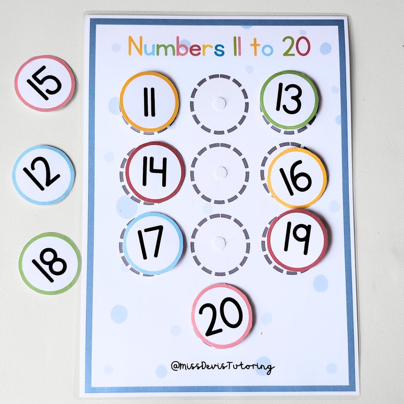 Number Mat Match Activity 1 to 20 Montessori Counting Practice ...