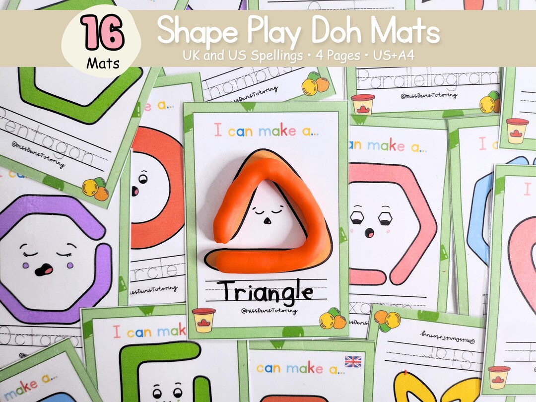 Montessori Shape Playdough Mats & Flashcards | Lettering Practice ...