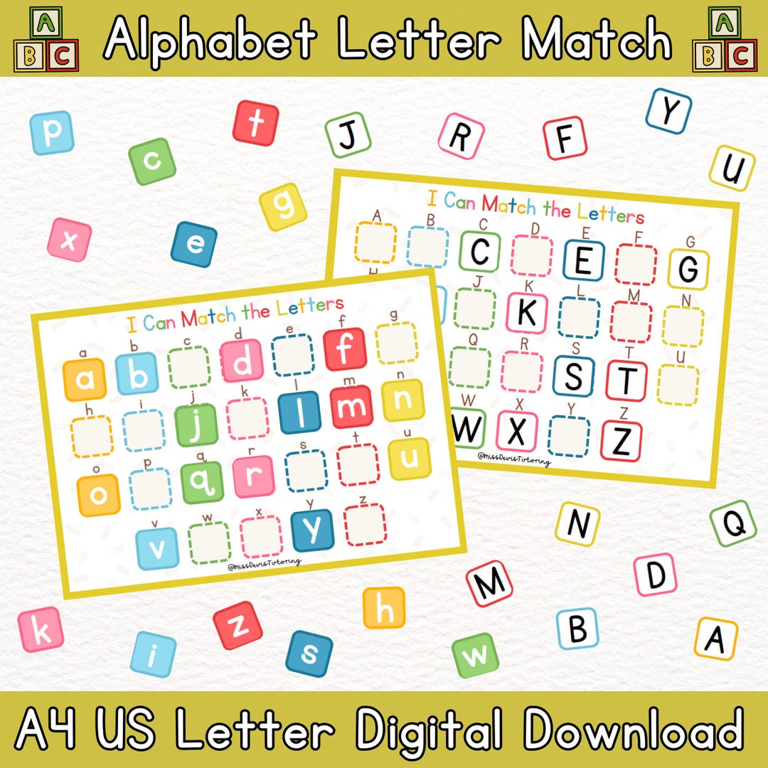 Alphabet Match Activity, Upper Lower Case Letter Matching Puzzle for ...