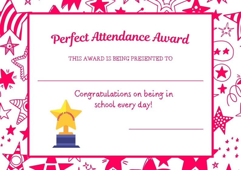 Certificate, School, Pupil, Student, Attendance - Etsy