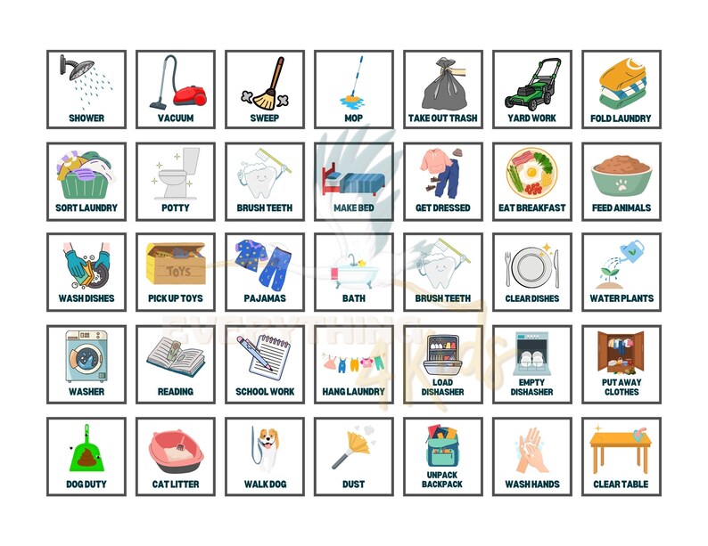 Printable Daily Kids Responsibilities Chart, Toddler Chore Chart ...