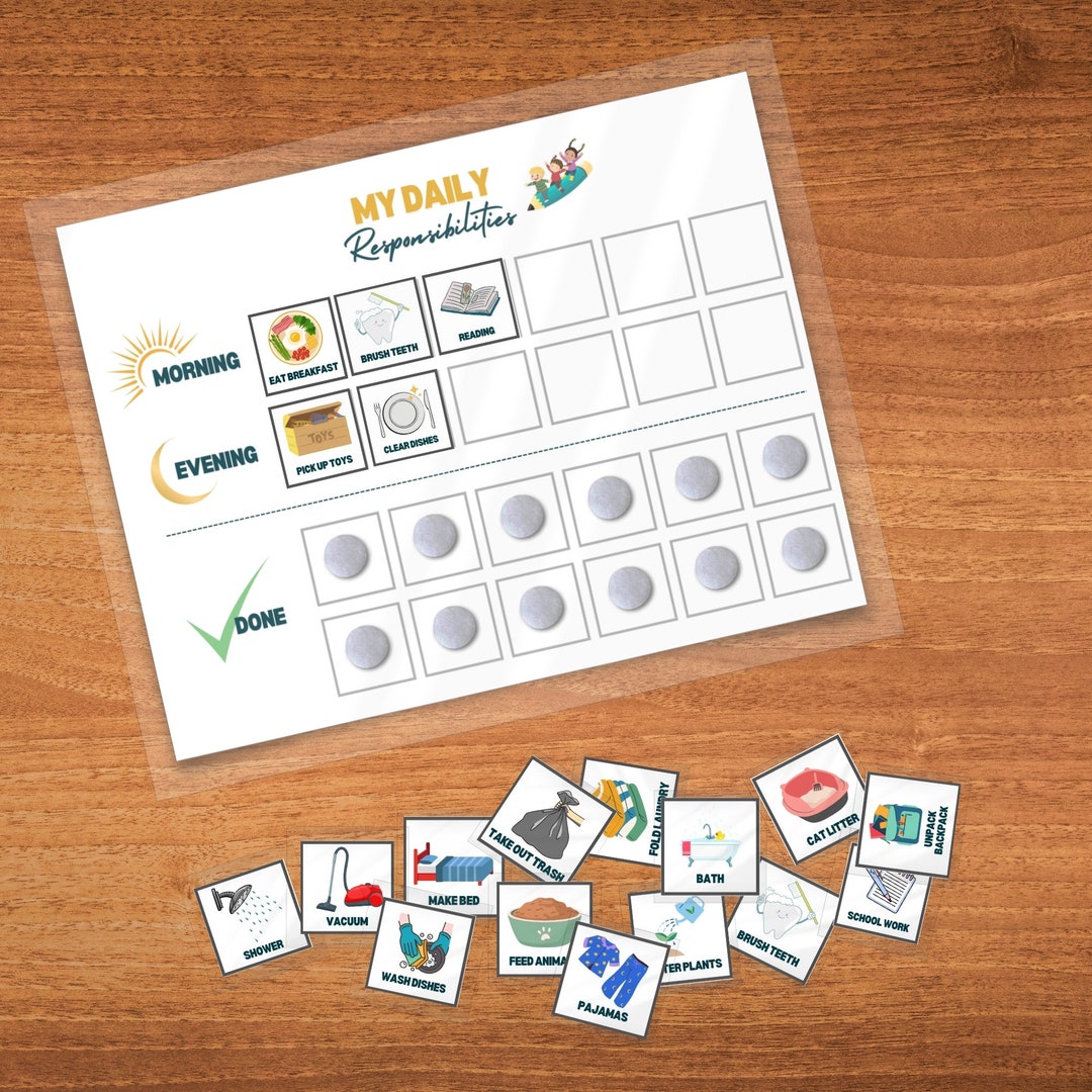 Printable Daily Kids Responsibilities Chart, Toddler Chore Chart ...